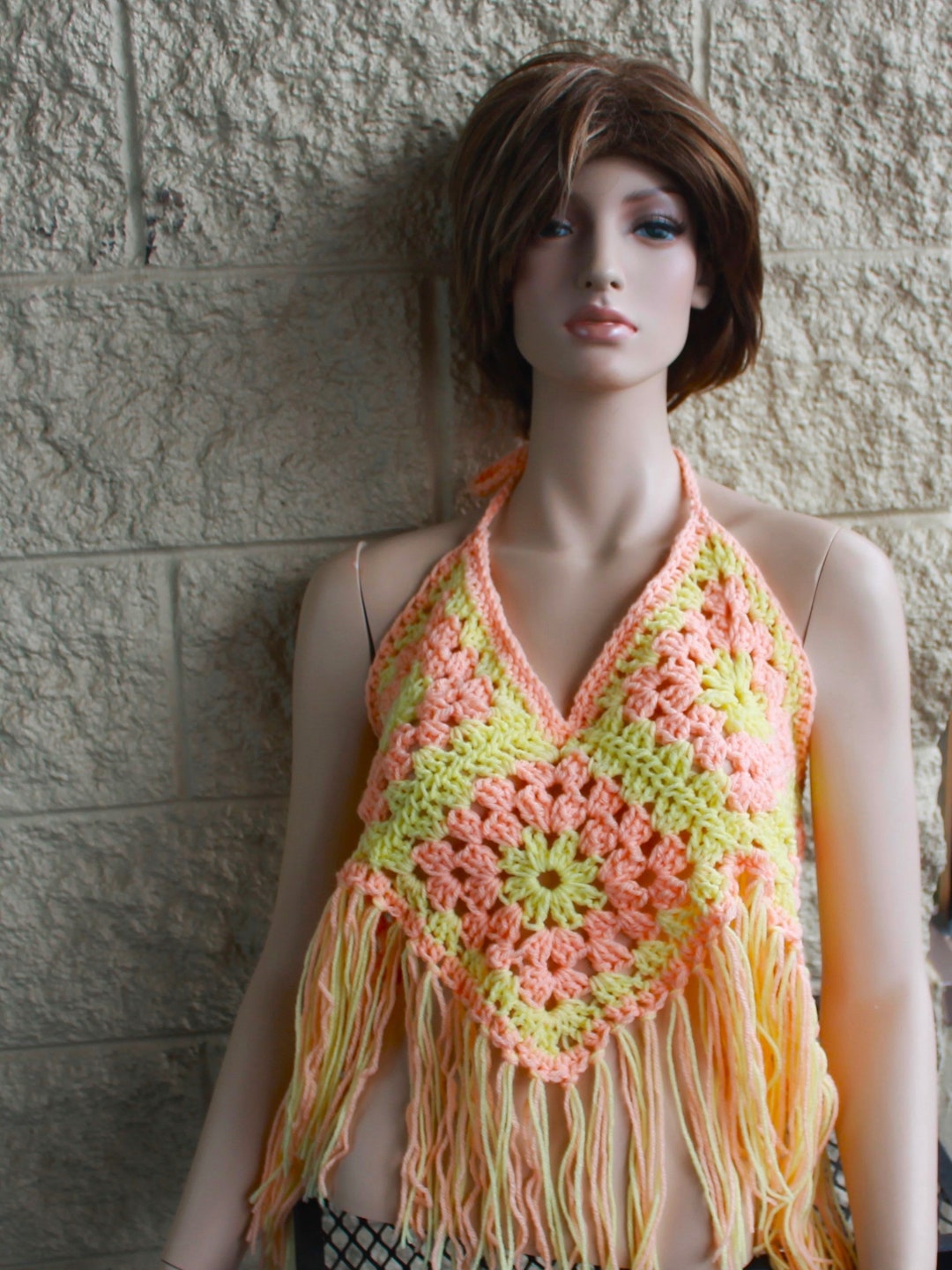 Festival Crochet Top Granny Square Fringe Top, Festival Crop Top ...