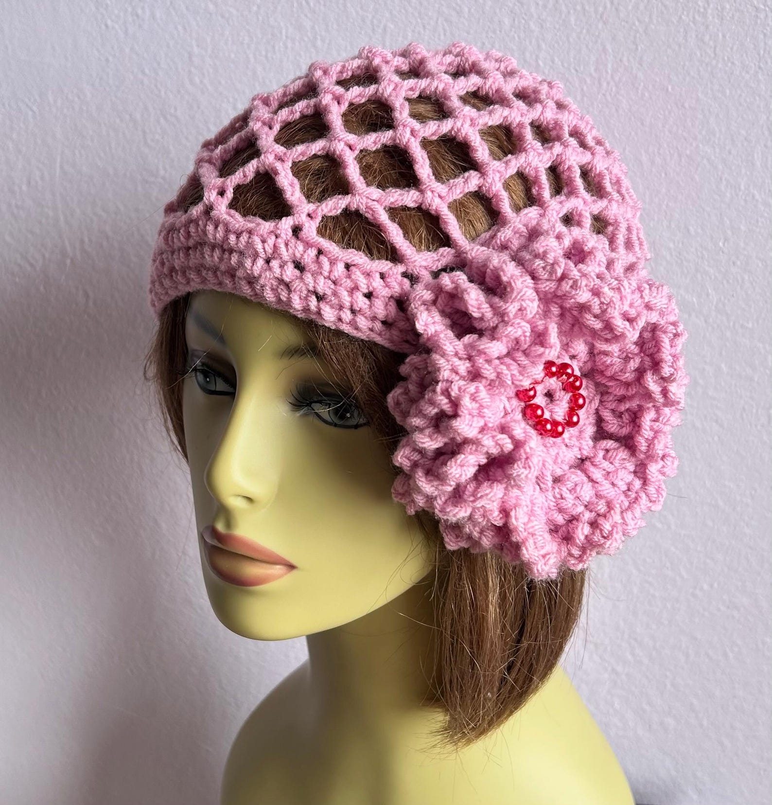 Mesh Hat, Unique Style, Pink Cap, Crochet Hat, Net Cap, Juliet Cap ...