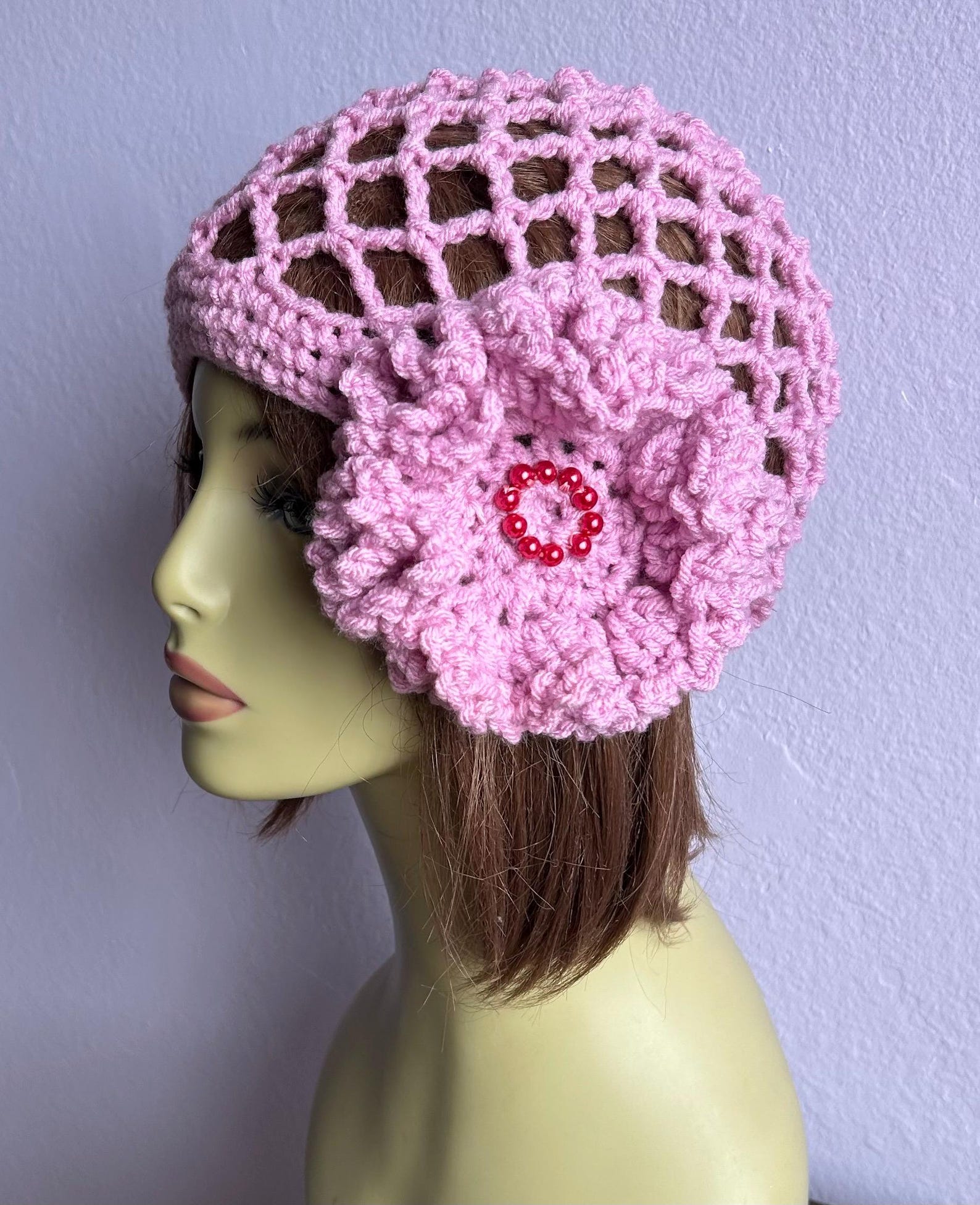 Mesh Hat, Unique Style, Pink Cap, Crochet Hat, Net Cap, Juliet Cap ...
