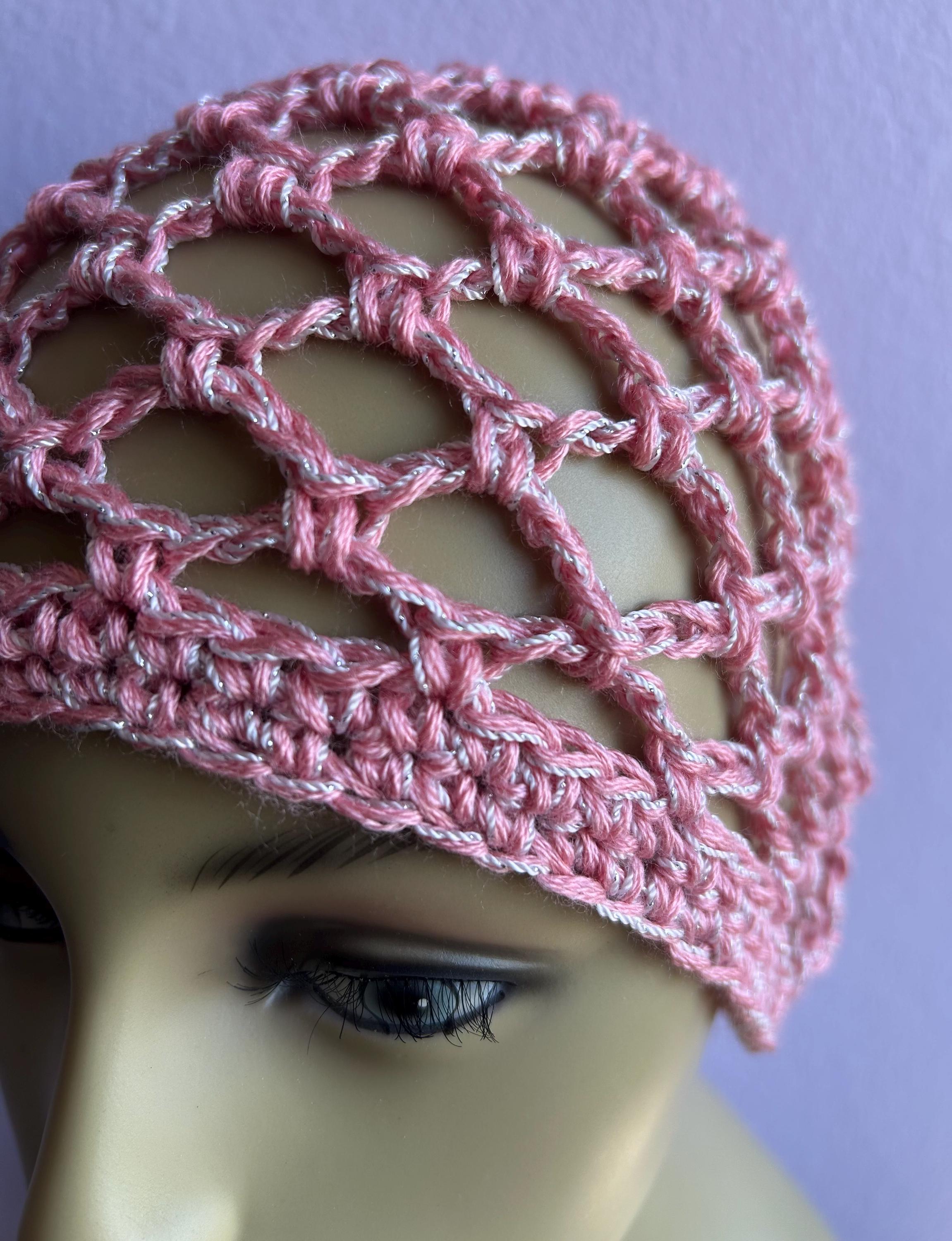 Mesh Hat, Cotton Silk, Silver Tread, Crochet Net Hat, Women Teens Hat ...