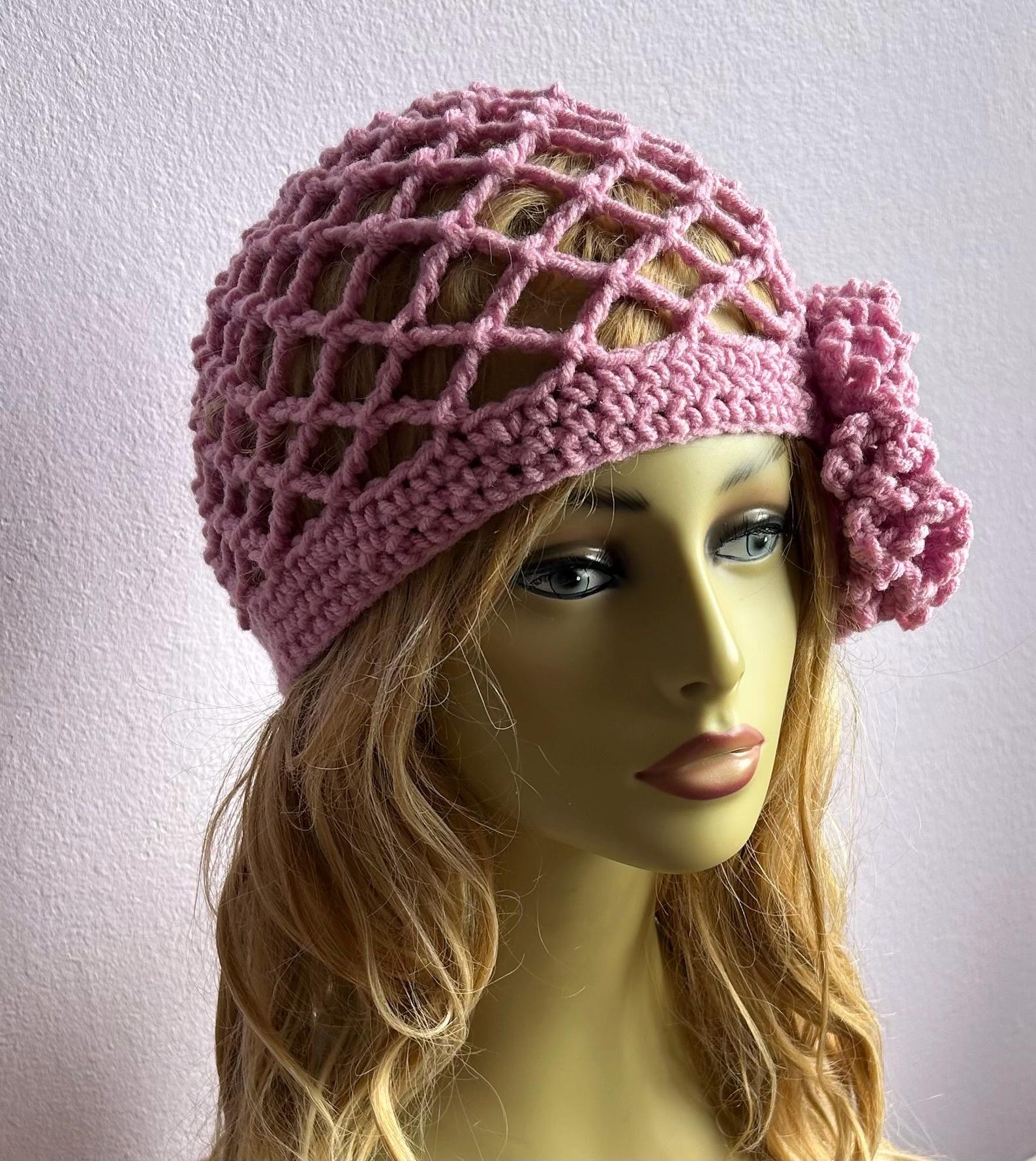 Mesh Hat, Unique Style, Pink Cap, Crochet Hat, Net Cap, Juliet Cap ...