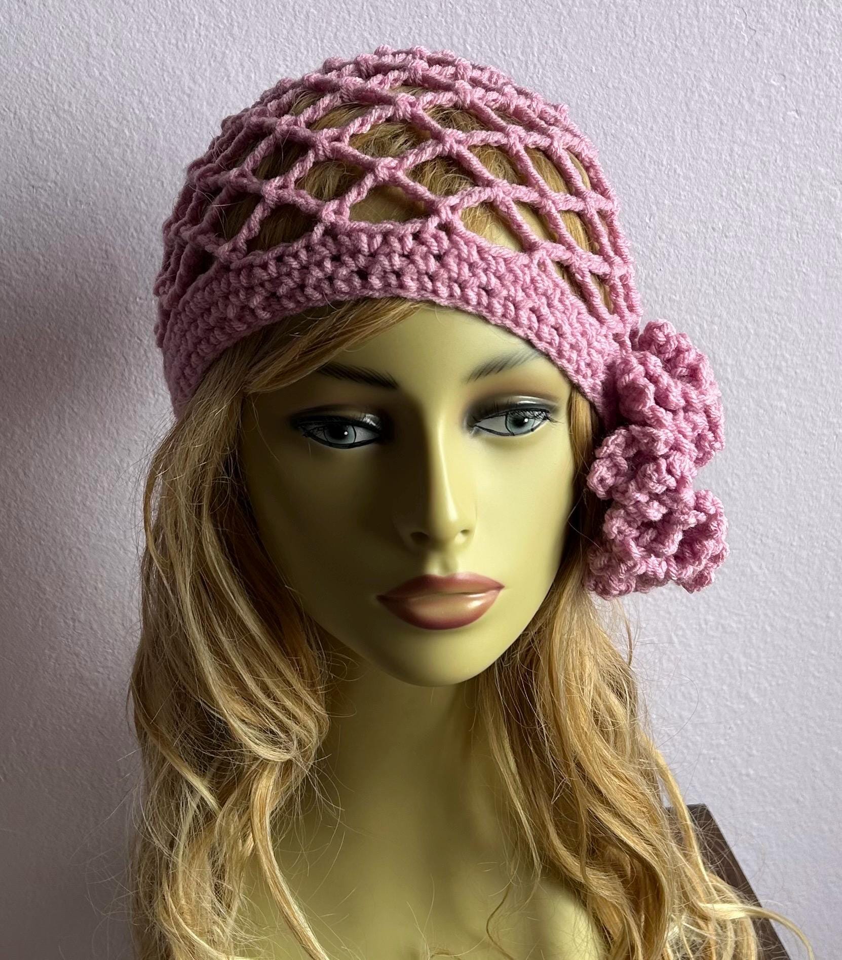 Mesh Hat, Unique Style, Pink Cap, Crochet Hat, Net Cap, Juliet Cap ...