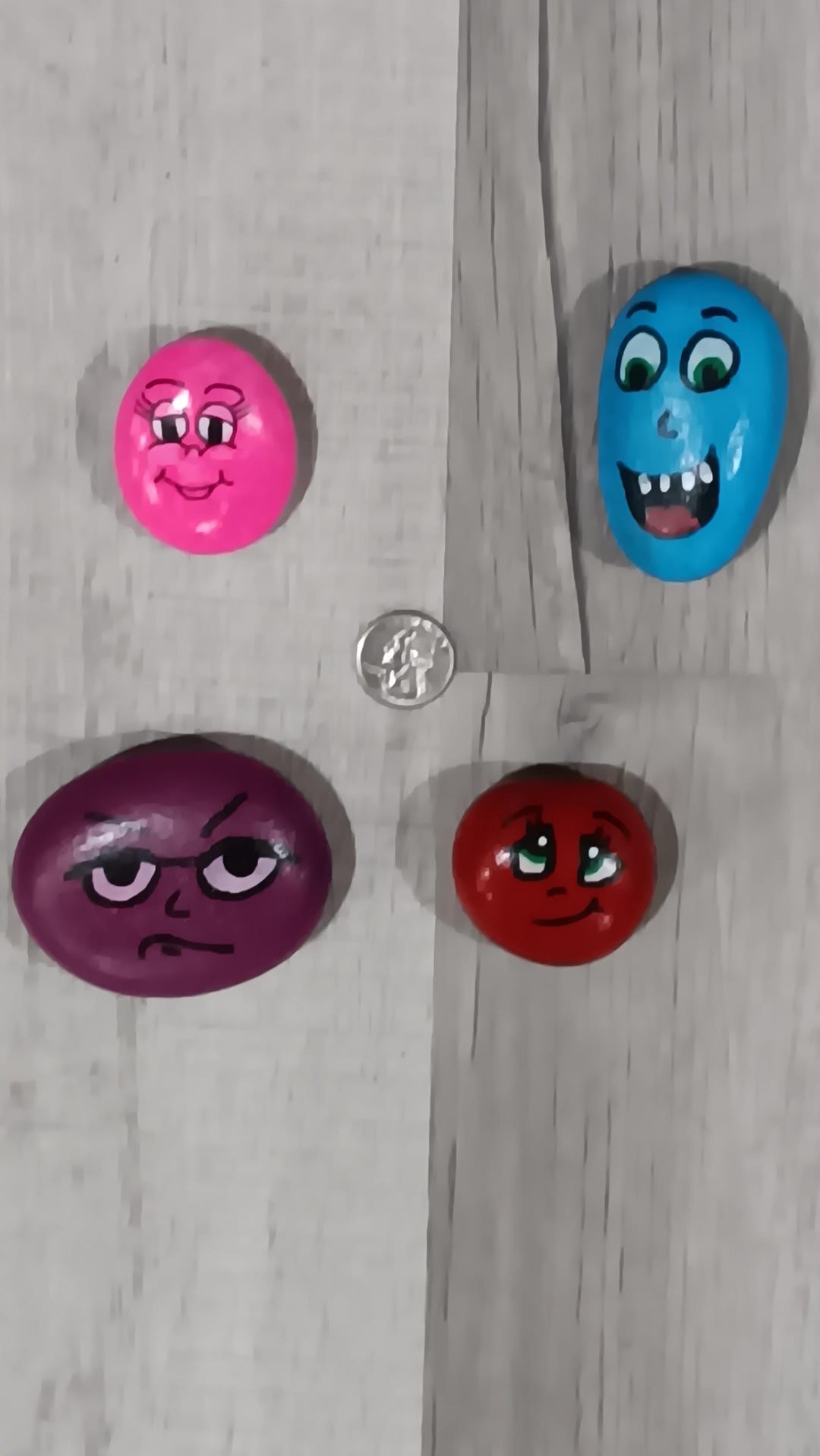 Hand-painted Faces Rock Art – Set of 4 | Unique Face Expressions Family ...