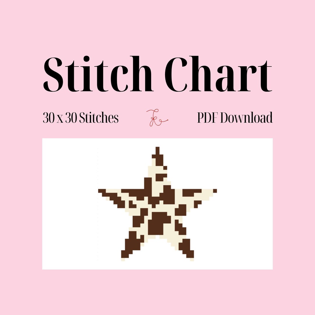 Mini Cow Print Star Digital Stitch Chart - Etsy