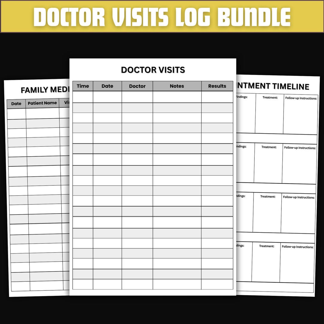 Doctor Visits Log Printable | Medical Appointment Notes & Health Binder ...