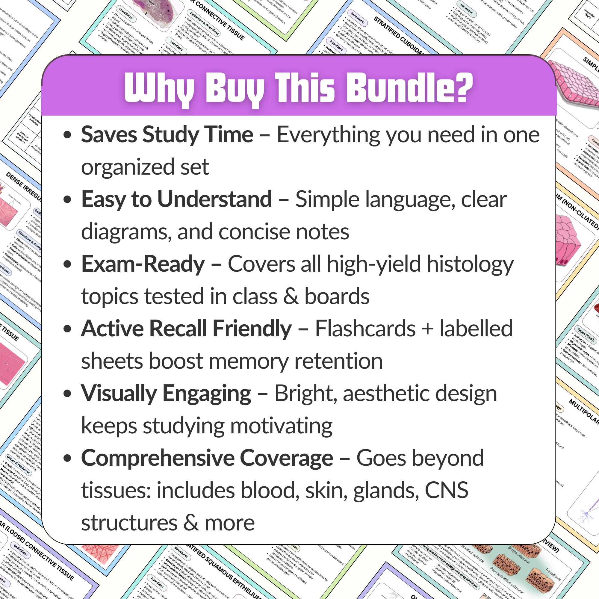 Histology Flashcards Bundle: 70+ Study Cards, Diagrams (printable ...