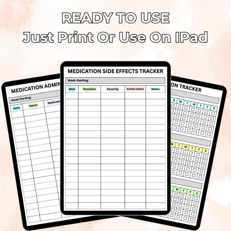 Medication Tracker Printable PDF | 5 Sheets | Weekly Pill Planner ...