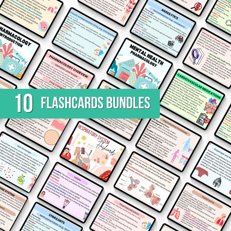 Medical Surgical Worksheet Mega Bundle | 10 Complete Flashcard Sets ...
