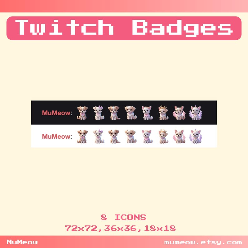 8x Dog Twitch Sub Badges: Puppy Streamer Loyalty Badges | Streamers ...