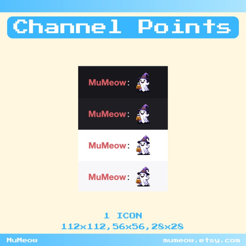 Halloween Ghost Pixel Art Twitch Channel Points: Spooky Stream Reward ...