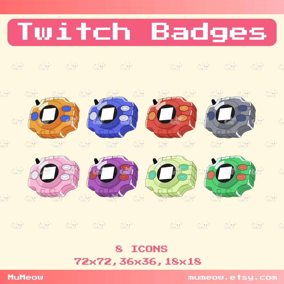 8 Digimon Digivice Twitch Sub Badges | Anime Digivice Subscriber Badges ...