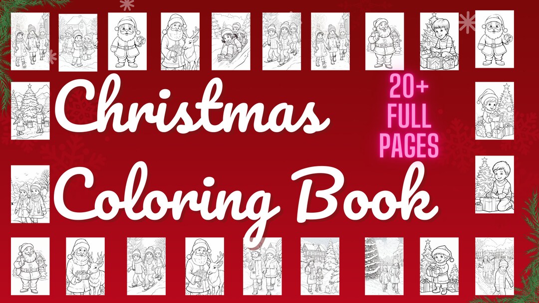 Childrens Christmas Printable Coloring Book 20+ Full Pages - Etsy