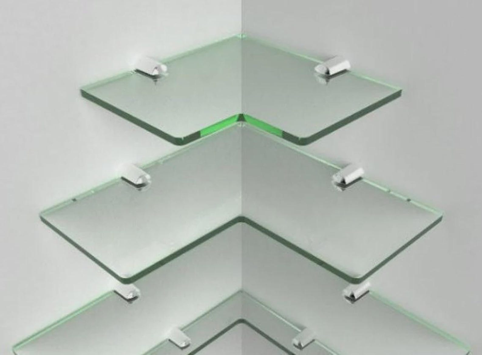 Glass Acrylic Corner Shelving, Modern Bathroom / Kitchen Corner Shelves ...