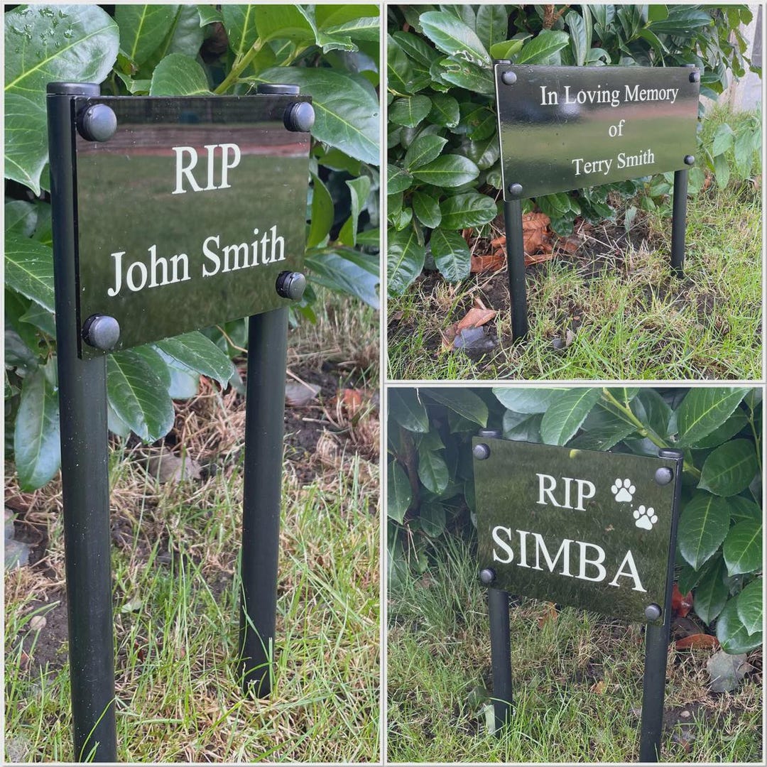 Rest in Peace Ground Stake Sign Plaque, Personalised in Loving Memory ...
