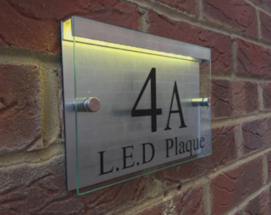 Modern House Sign Door Number / Street Plaque With Led Holder - Etsy