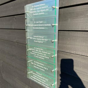 Modern Glass Acrylic Multi Plaque External Stand off Wall Sign, Doctors ...