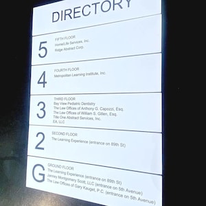 Building Directory Sign, Floor Level Building Entrance Ground/first ...