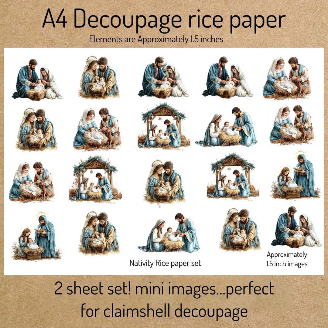 Nativity Decoupage Rice Paper: A4 Sheets for Oyster Shell Crafts. - Etsy