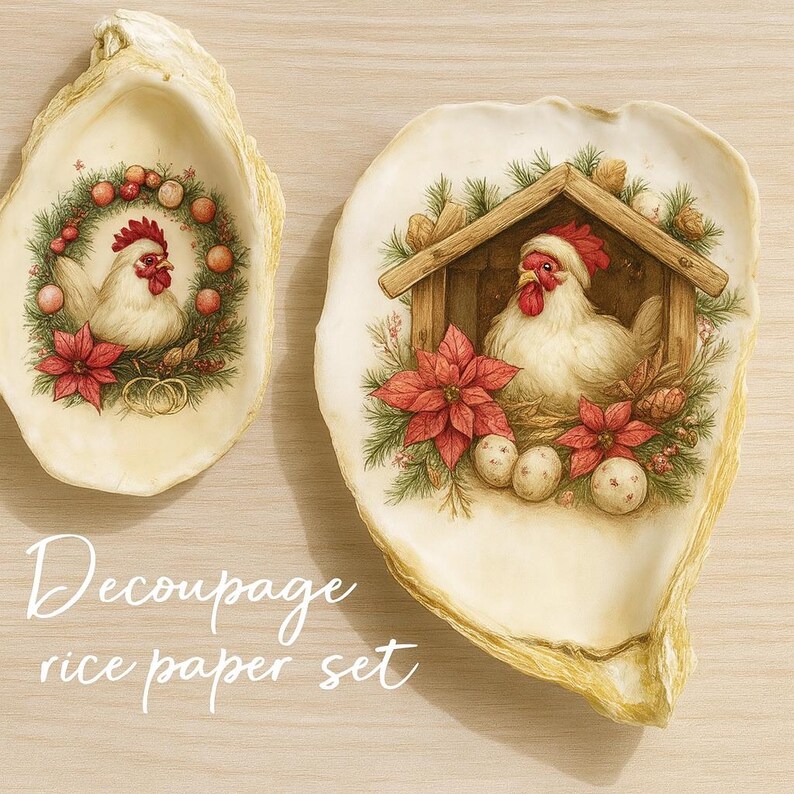 Christmas Chicken Coop Decoupage Paper: Farmhouse Holiday Rice Paper (2 ...