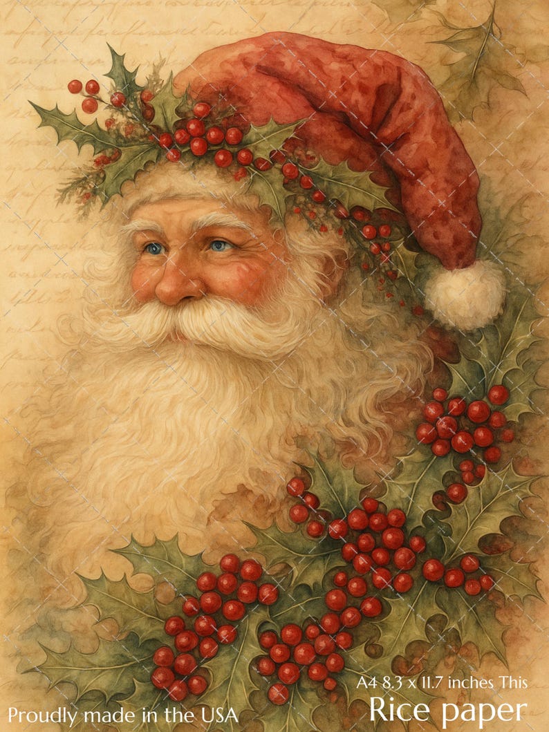 Vintage Santa Claus Decoupage Rice Paper: Christmas Craft A4 Sheets - Etsy