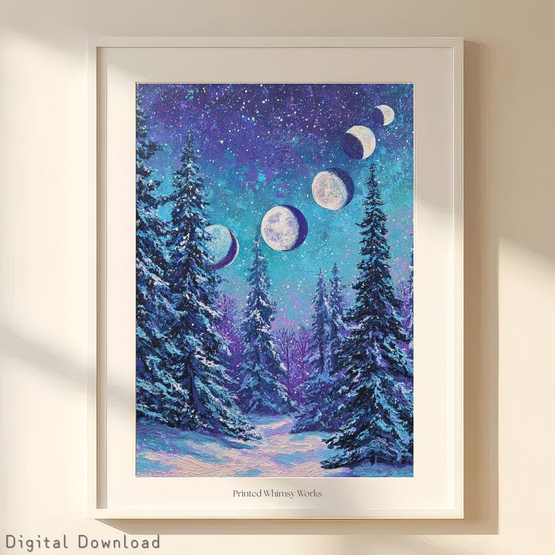 Winter Solstice Wall Art - Moon Phases Print for Seasonal Home Decor - Etsy