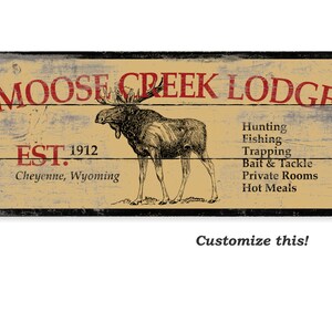 Rustic Wood Moose Creek Lodge Sign, a Perfect Personalized Lodge Themed ...