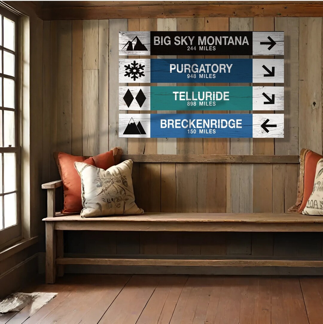 Custom Ski Trail Sign Personalized Wooden Ski Resort Sign for Ski Lodge ...