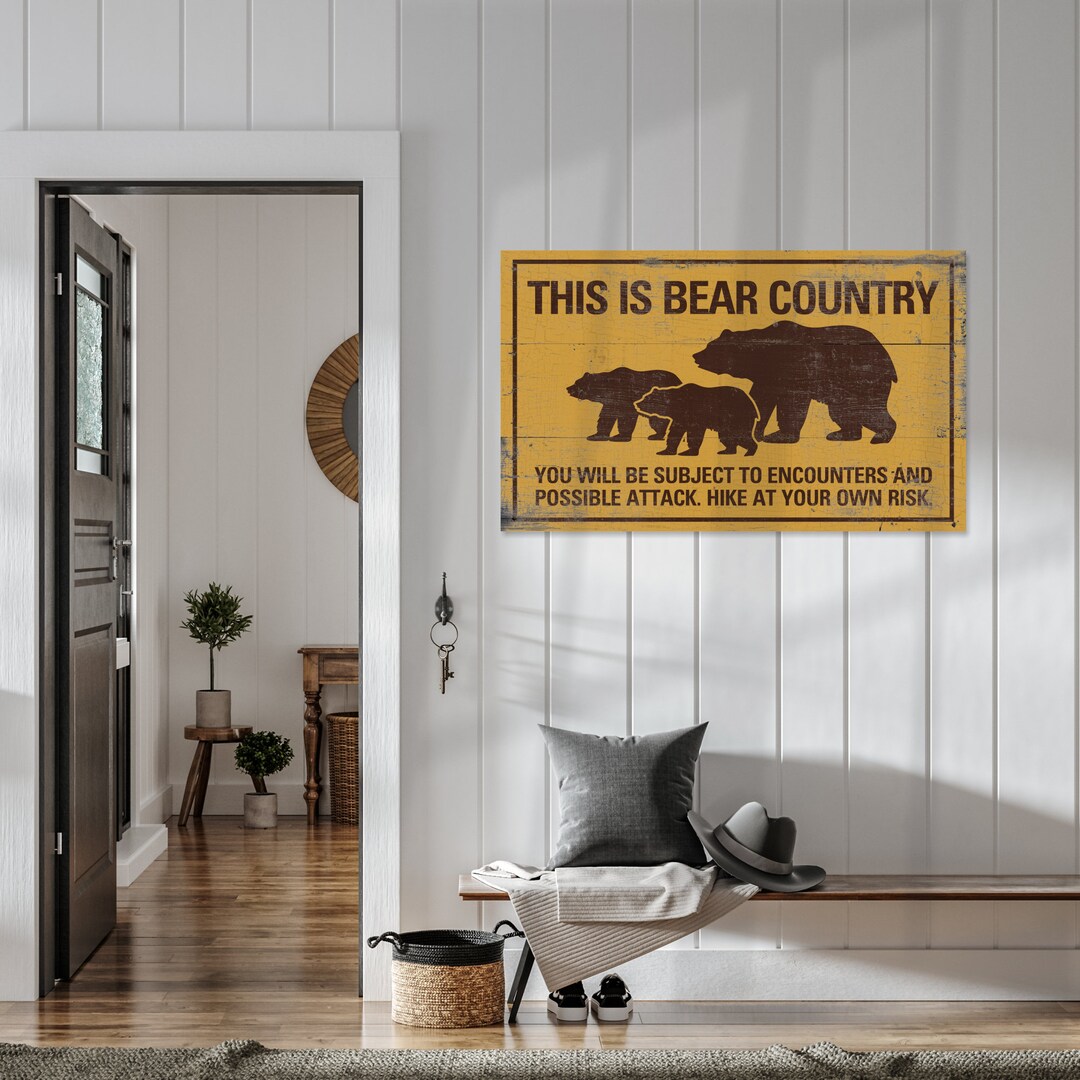 Bear Country Rustic Wood Sign, Distressed Cabin and Lodge Decor ...