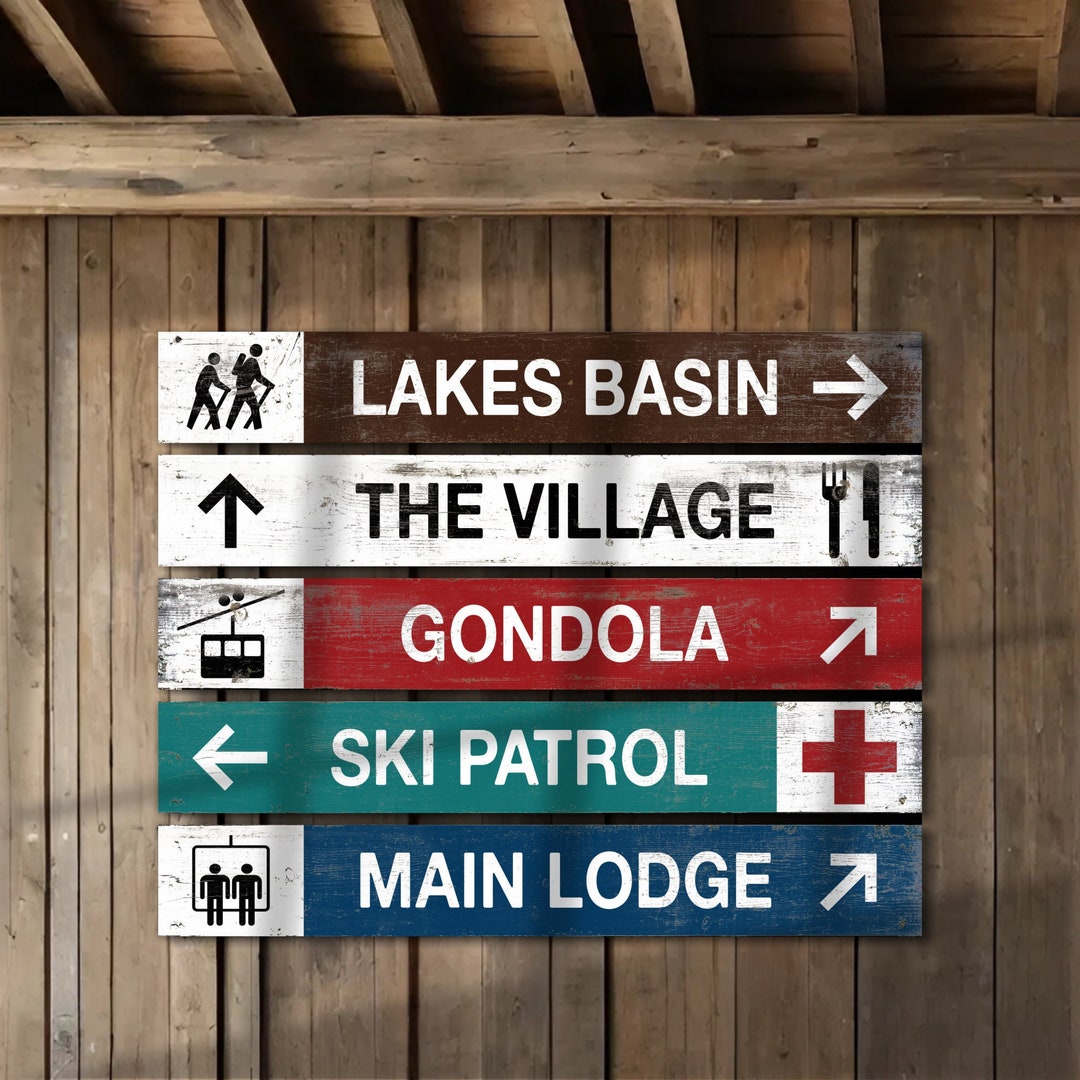 Custom Ski Trail Sign | Personalized Wooden Ski Resort Sign for Ski ...