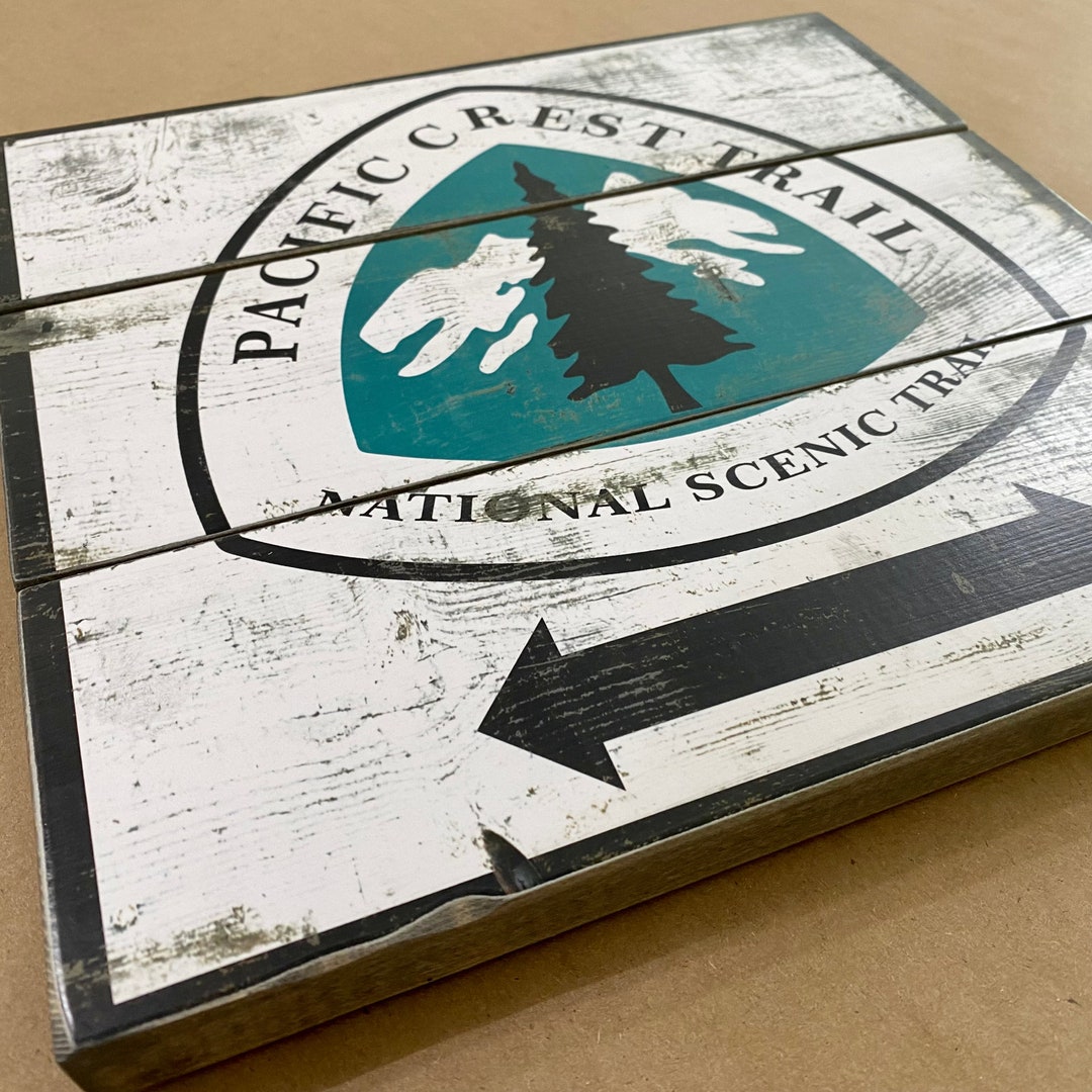 Pacific Crest Trail Wood Sign, Rustic Mountain Hiking Decor, Cabin Lake ...