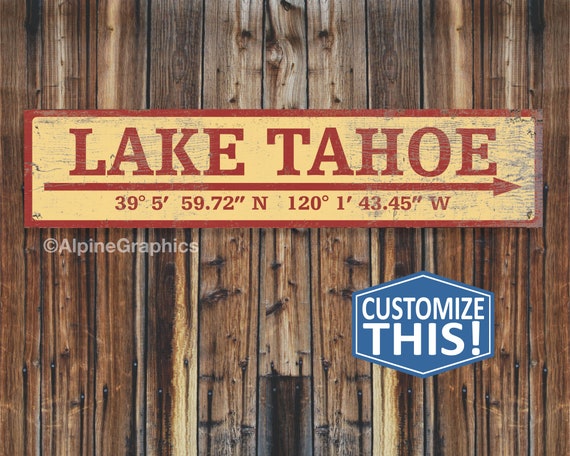 Custom Rustic Wood Lake Sign With Coordinates Perfect - Etsy