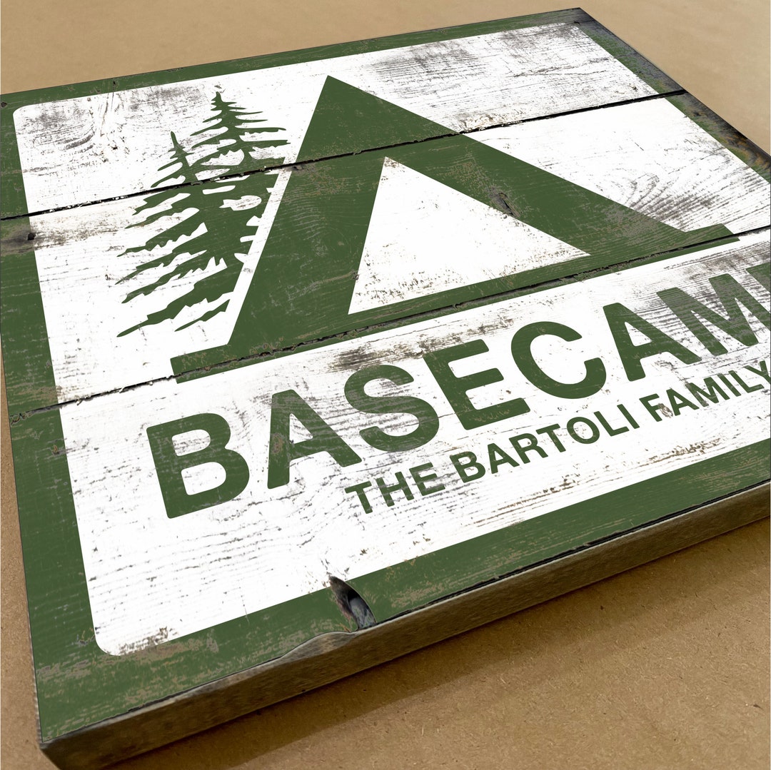Personalize This Wood Sign, Base Camp, Weathered and Rustic Lodge Decor ...