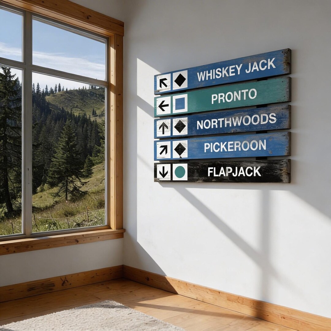 Personalized Trail Sign - Wood Ski Resort Sign for Lodge and Mountain ...