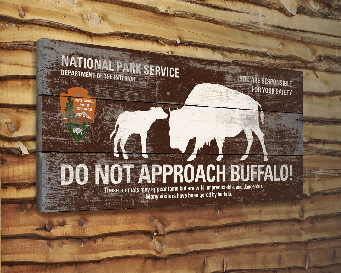 Buffalo Warning National Park Rustic Wood Sign Rustic Cabin - Etsy