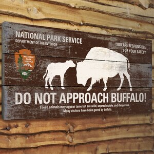 Buffalo Warning National Park Rustic Wood Sign Rustic Cabin - Etsy
