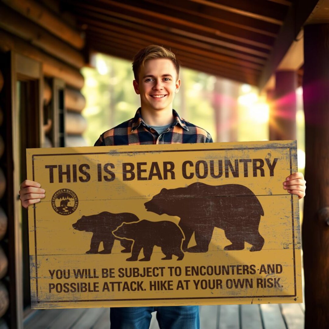 Bear Country Rustic Wood Sign, Distressed Cabin and Lodge Decor ...