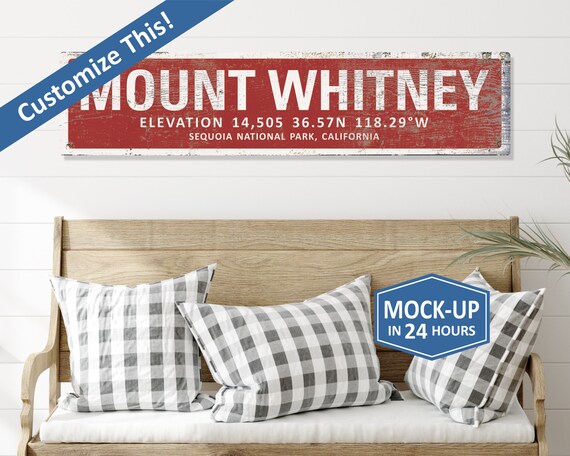 Custom Destination Sign Mount Whitney California Rustic Wood - Etsy