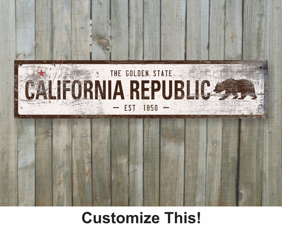 Rustic California Republic Wood Sign Featuring the CA State Bear ...