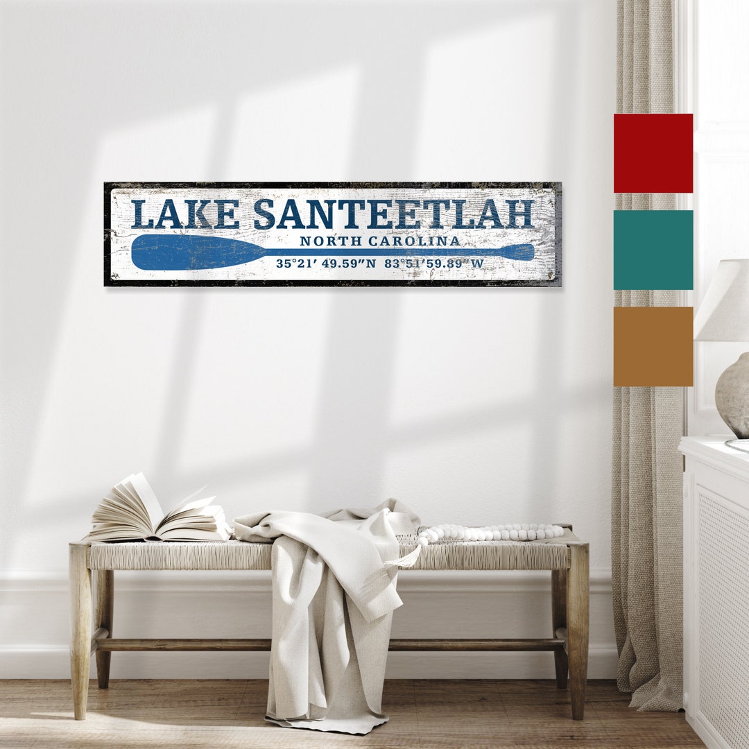 Custom Rustic Wood Lake Sign With Coordinates Perfect - Etsy