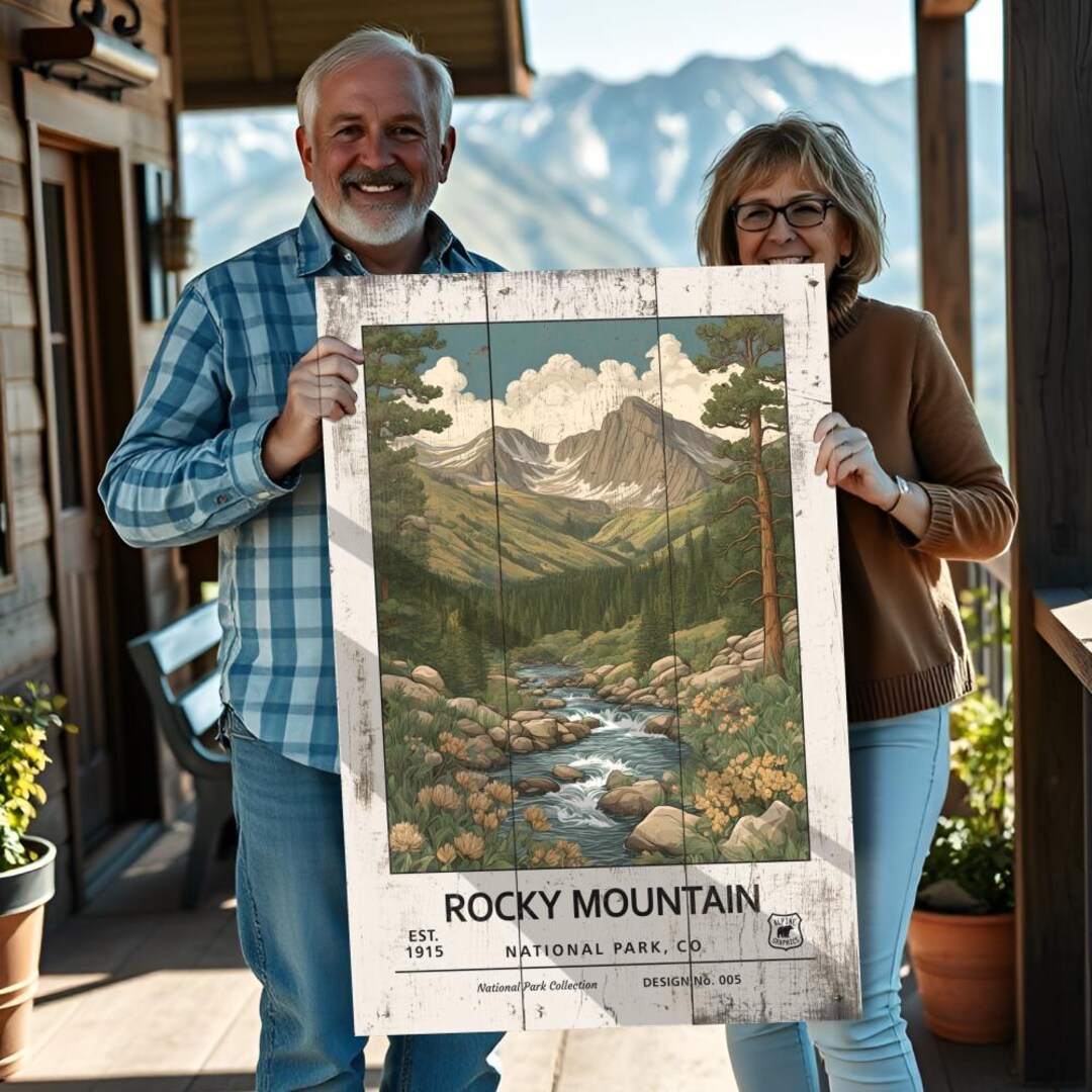 Rocky Mountain National Park Rustic Wood Sign, Mountain Cabin and Lodge ...