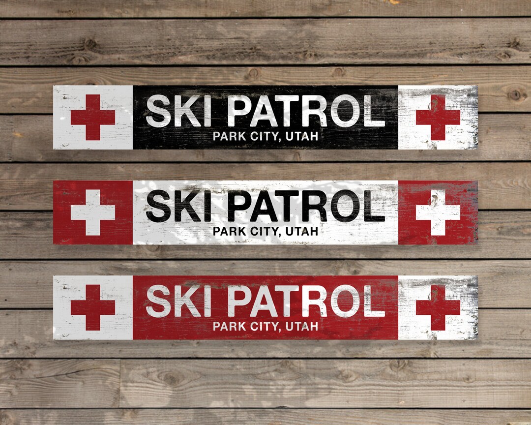 Custom Ski Patrol Rustic Wood Sign, Weathered and Woodsy Mountain Lodge ...
