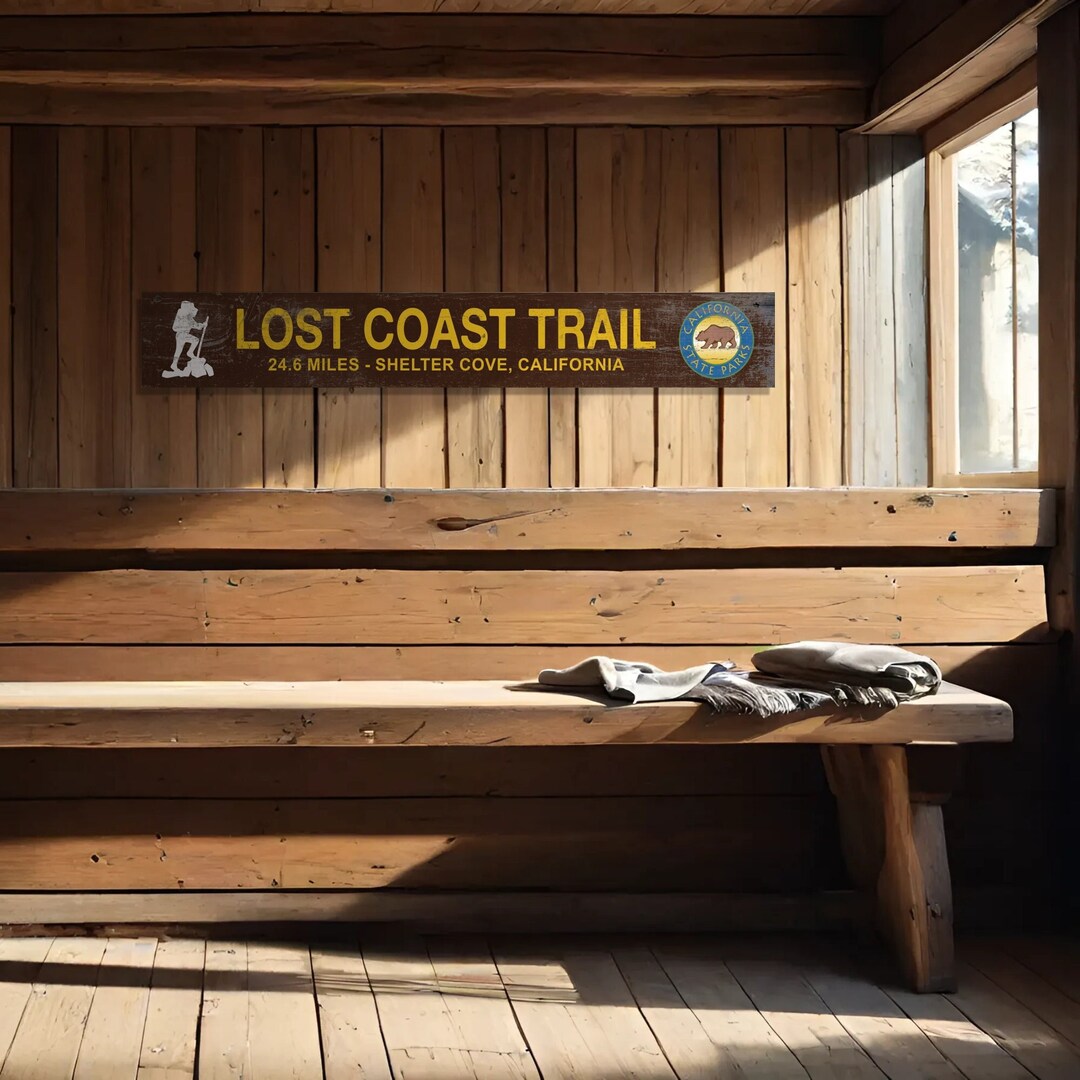 Lost Coast Trail Rustic Wood Sign, Rustic Distressed Vintage ...