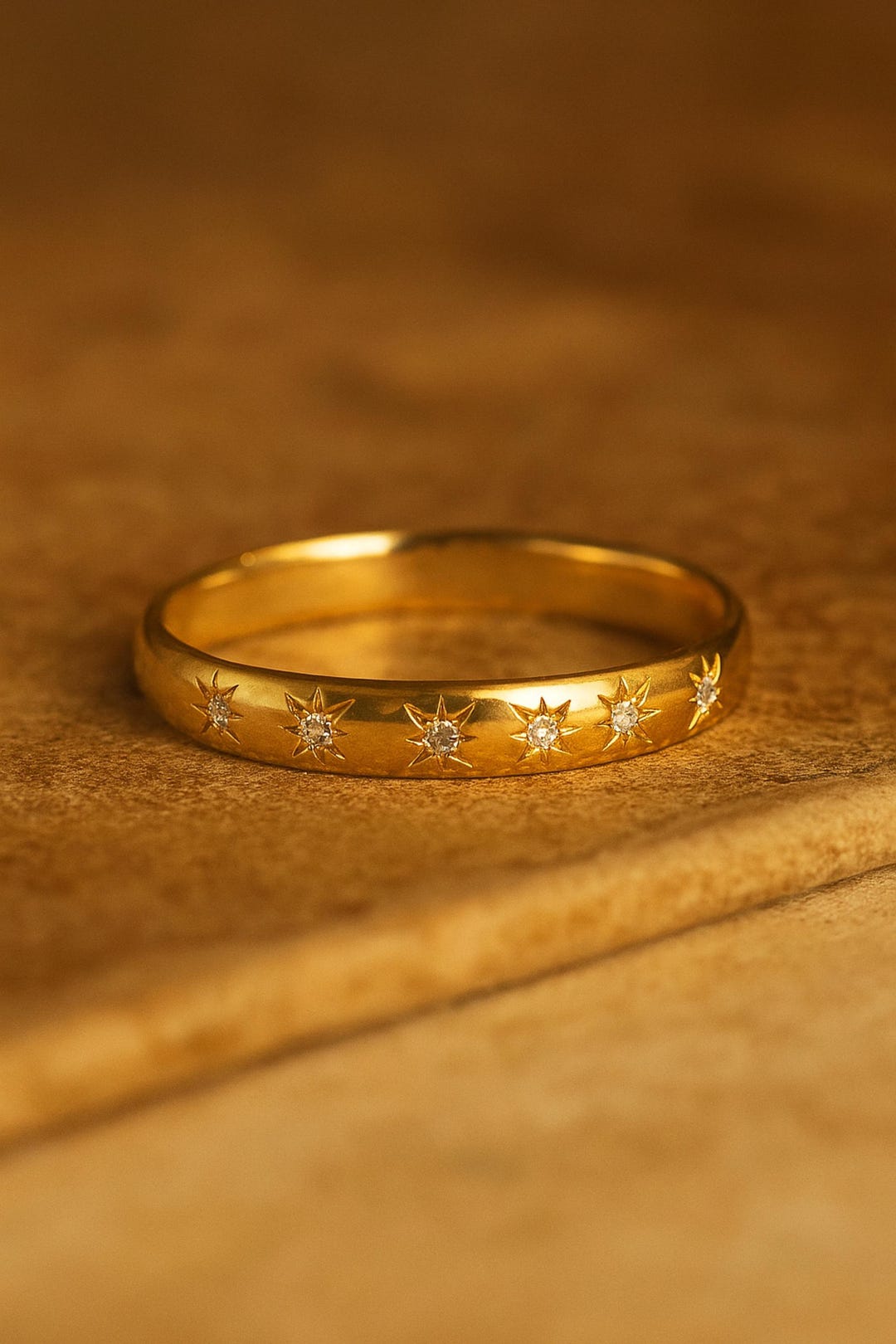 Star Engraved Ring Celestial Gold Ring, Starry Ring Band Alternative ...