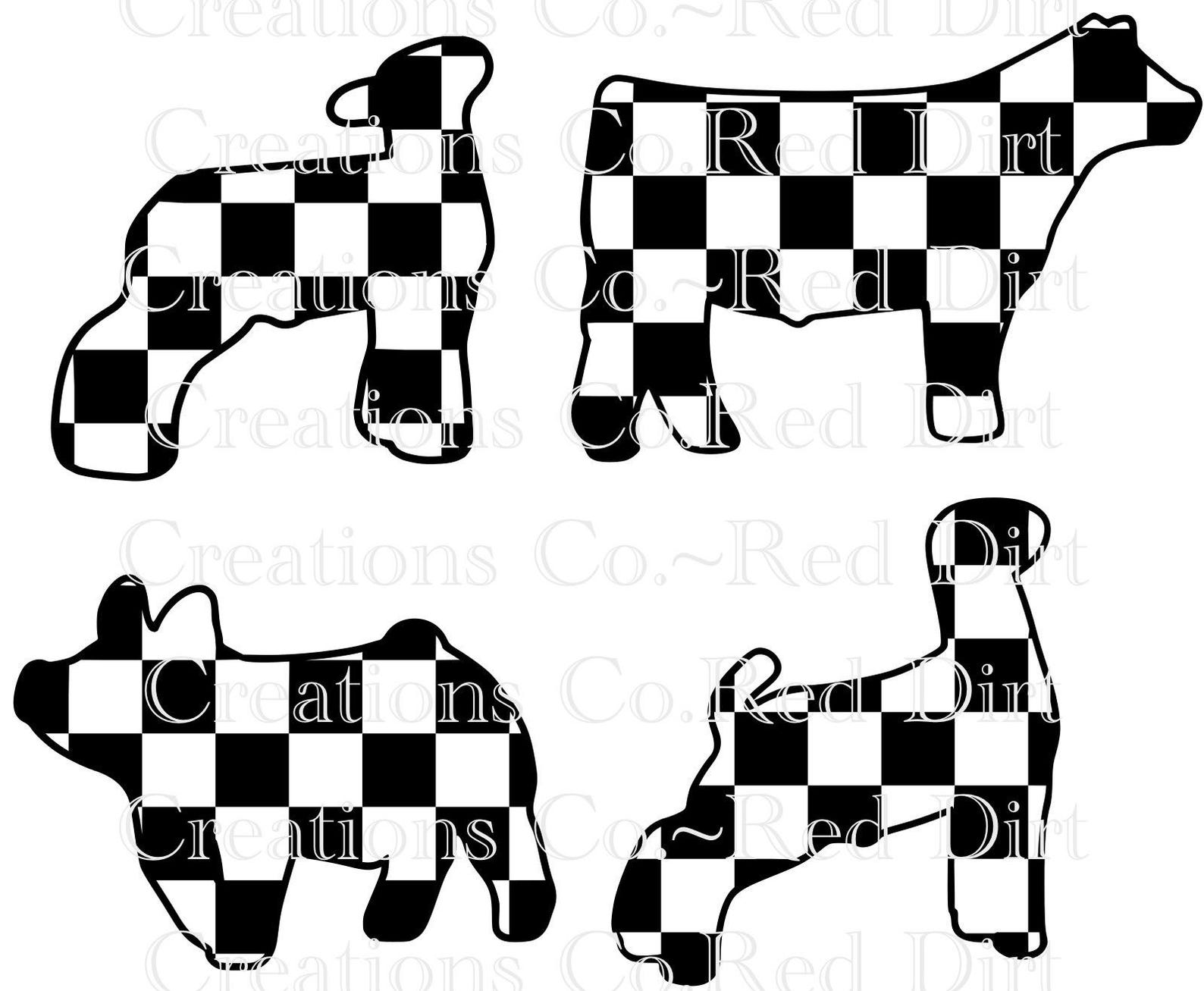 Checkered Show Animals Digital File - Etsy