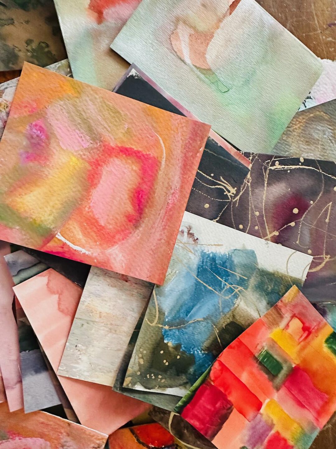 Hand Painted Abstract Art Papers: 20 Pieces Collage Ephemera, Scrapbook ...