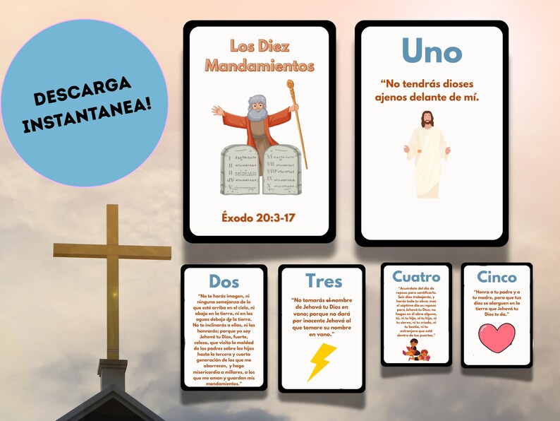 The 10 Commandments in Spanish, Los 10 Mandamientos, Spanish, Bible ...