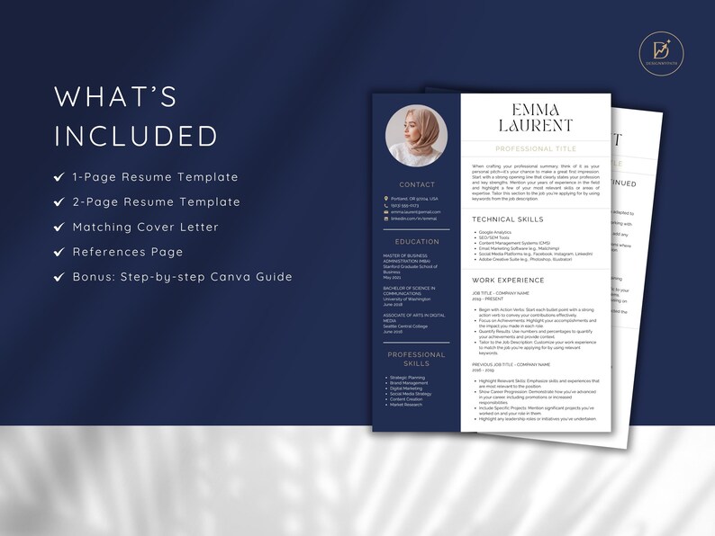Modèle de CV avec photo, modèle de CV pour Canva, modèle de CV ...