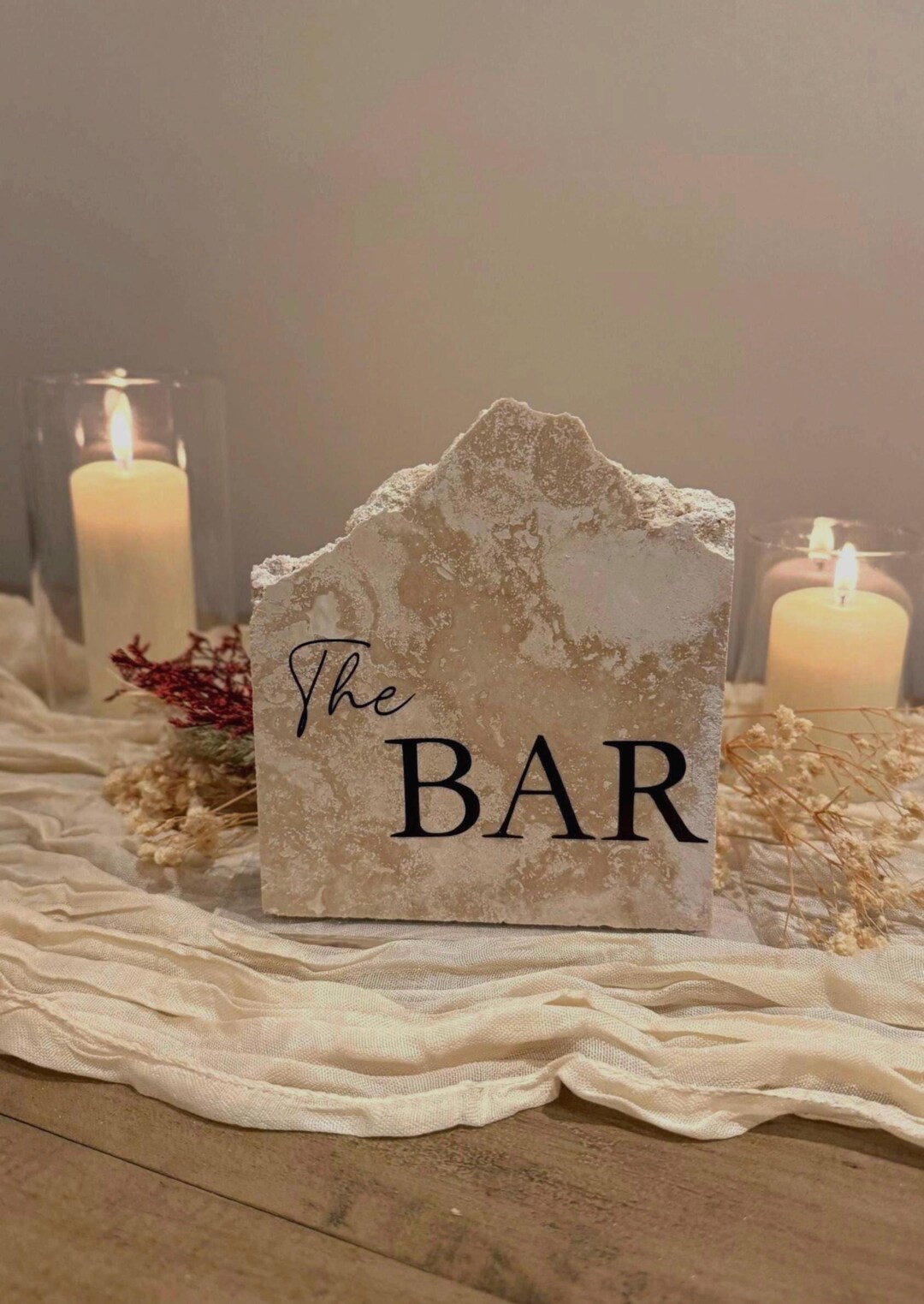 Stone Bar Sign, Handcrafted Travertine - Etsy