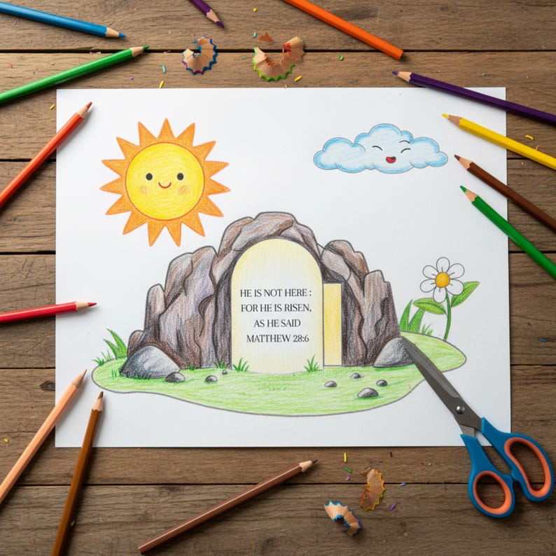 He is Risen Easter Craft for Kids Sunday School Activity Bible Lesson ...