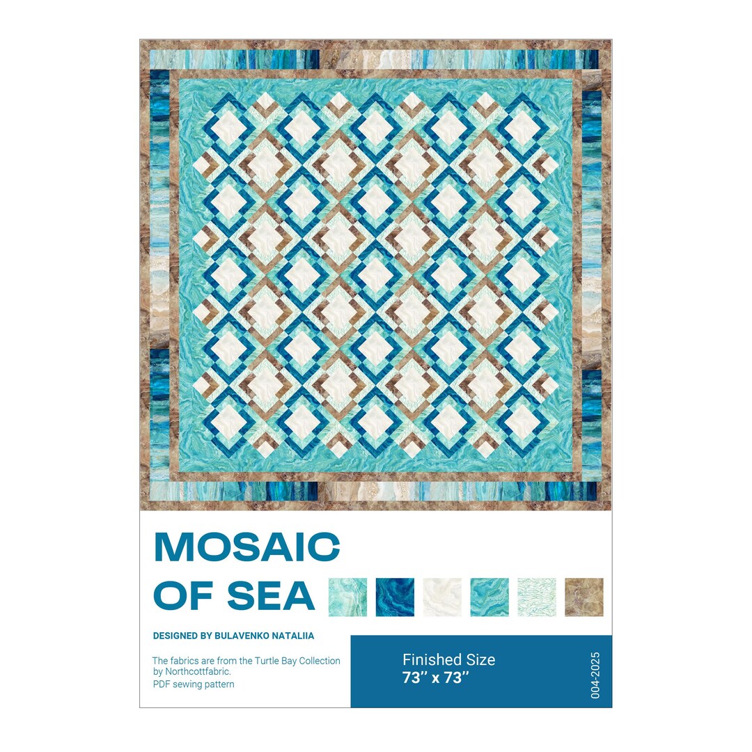 Mosaic of Sea, Quilt Pattern, PDF, Download,ukrainian Quilt, Size: 73 ...